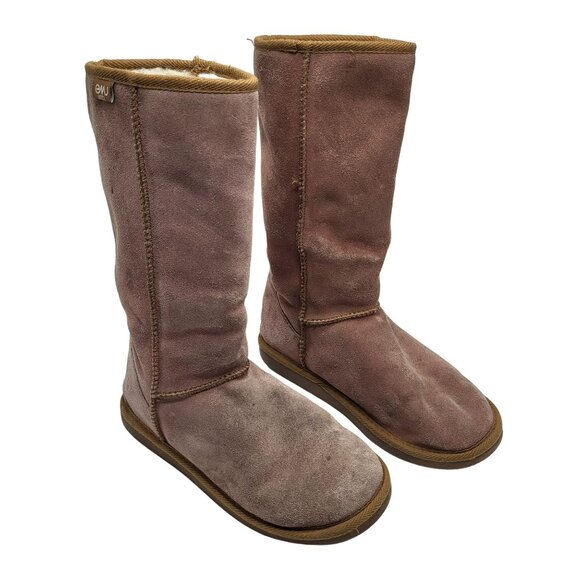 Emu | Shoes | Emu Tall Calf Boots Suede Merino Wool Lined Womens 8 Tan ...